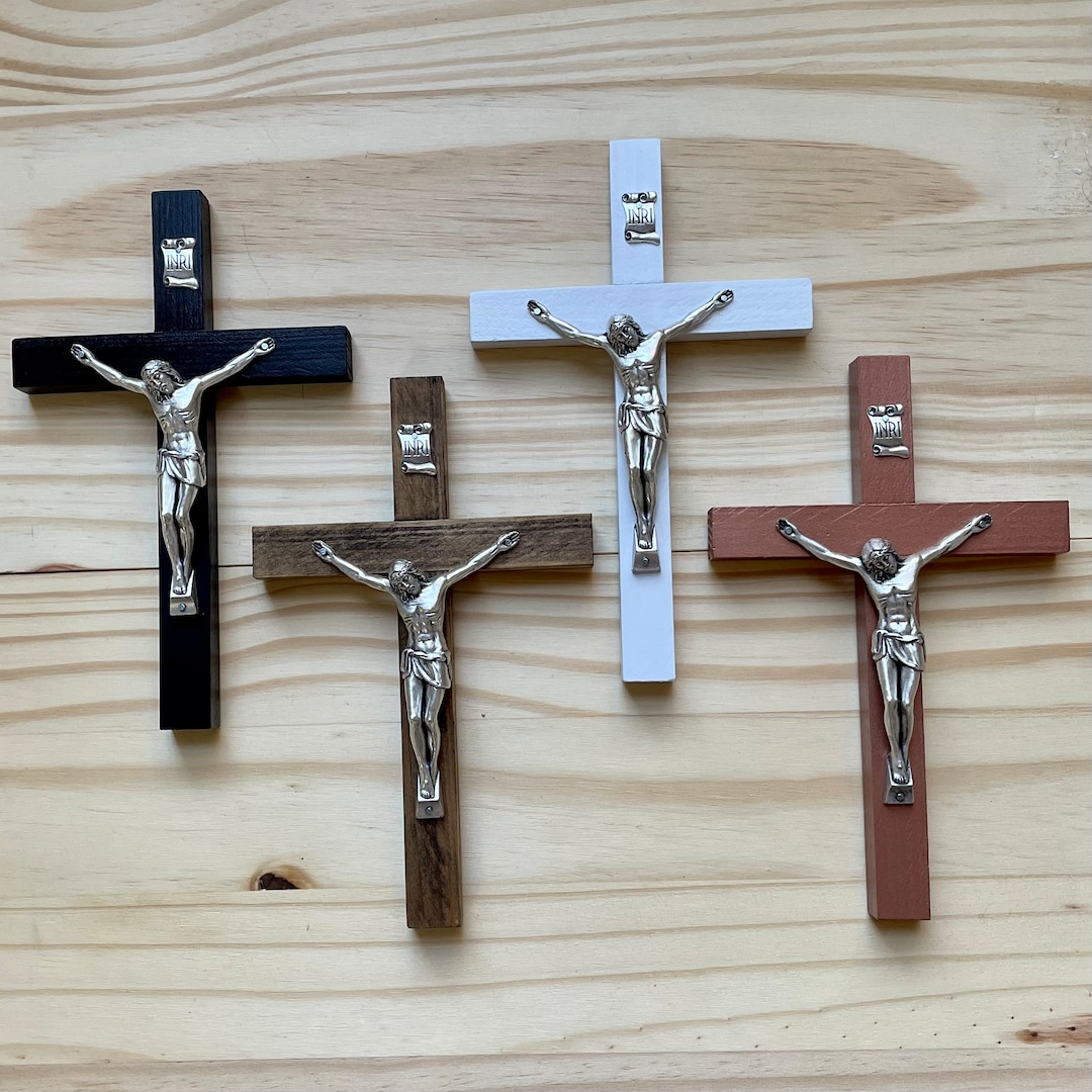 8 Wall Crucifix Wood Black White Copper Brown Decor Christ Cross ...