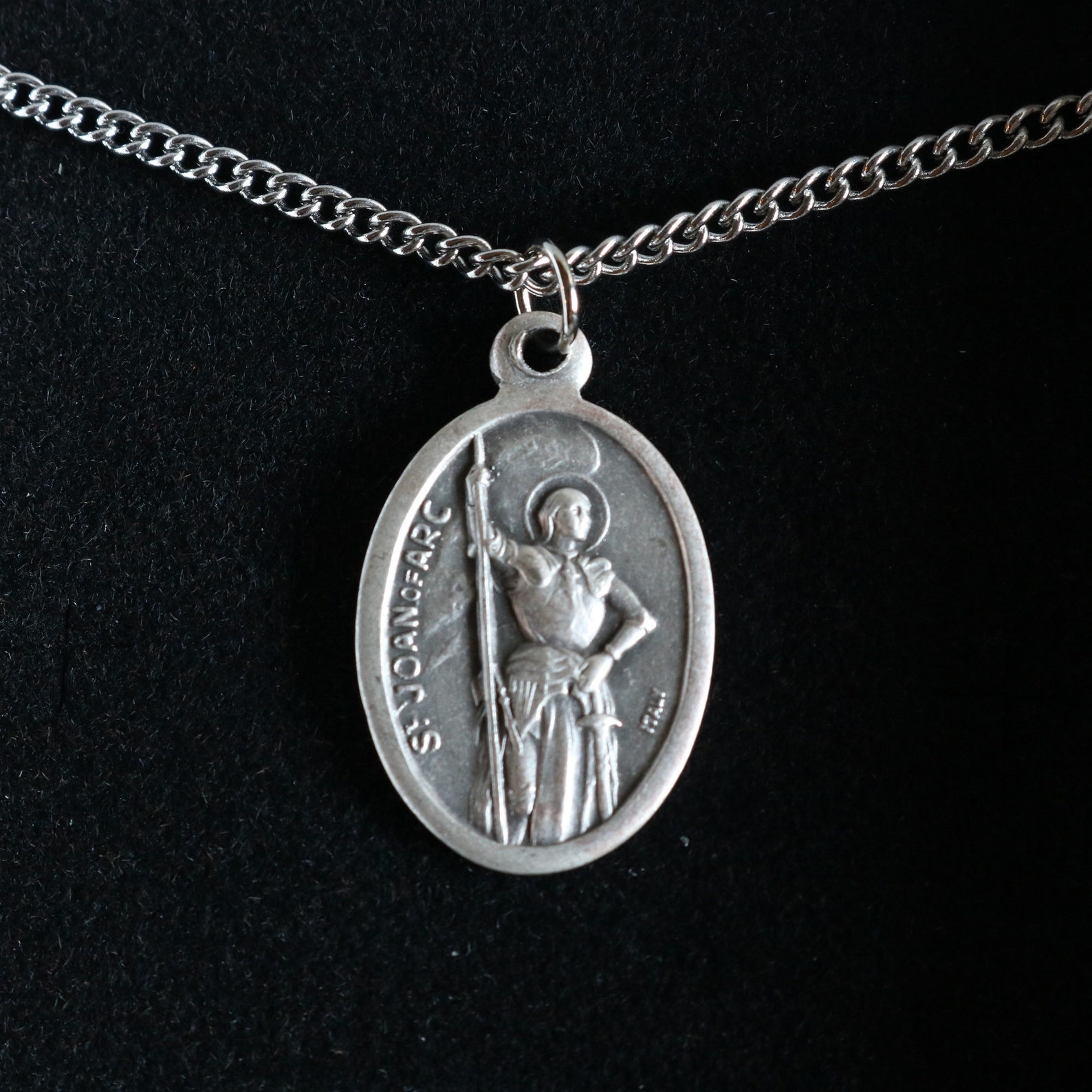 St Joan of Arc Medal Women 18" Stainless Steel Chain Necklace Catholic ...
