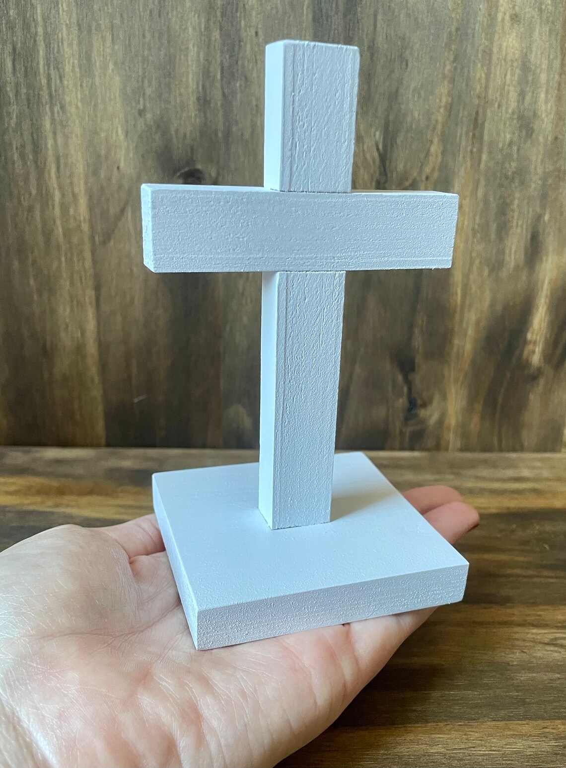 Small Standing 5" Plain Wall Cross Wood White Decor Christ Catholic ...