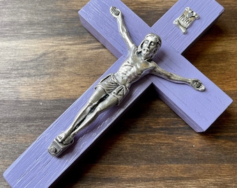 11 Wall Crucifix Wood White Metallic Gold Decor Christ Cross Crucifijo ...