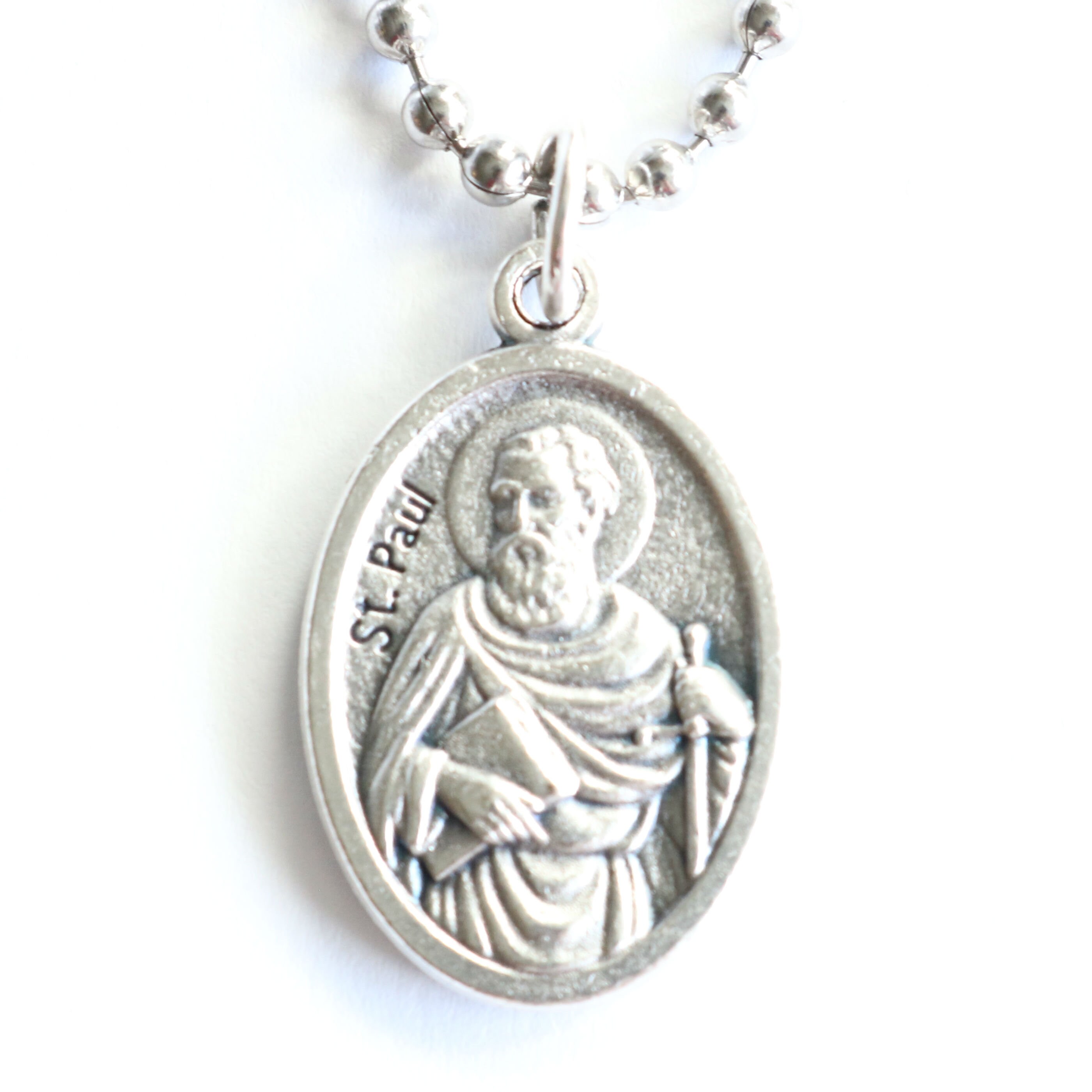 St Peter and St Paul Medal Men 20" Stainless Steel Chain Mary Necklace ...