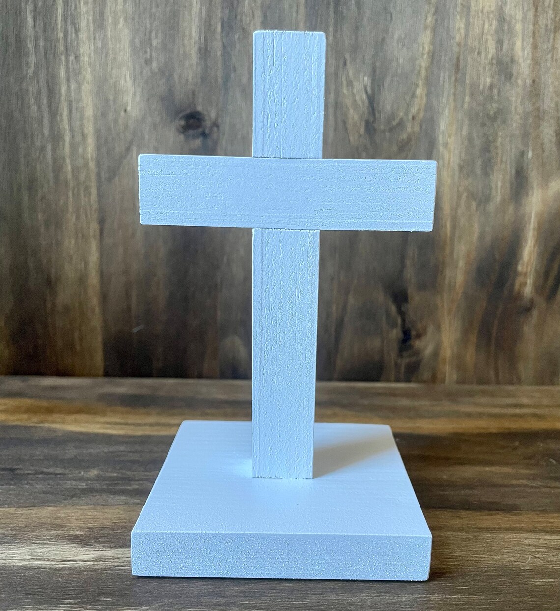 Small Standing 5" Plain Wall Cross Wood White Decor Christ Catholic ...