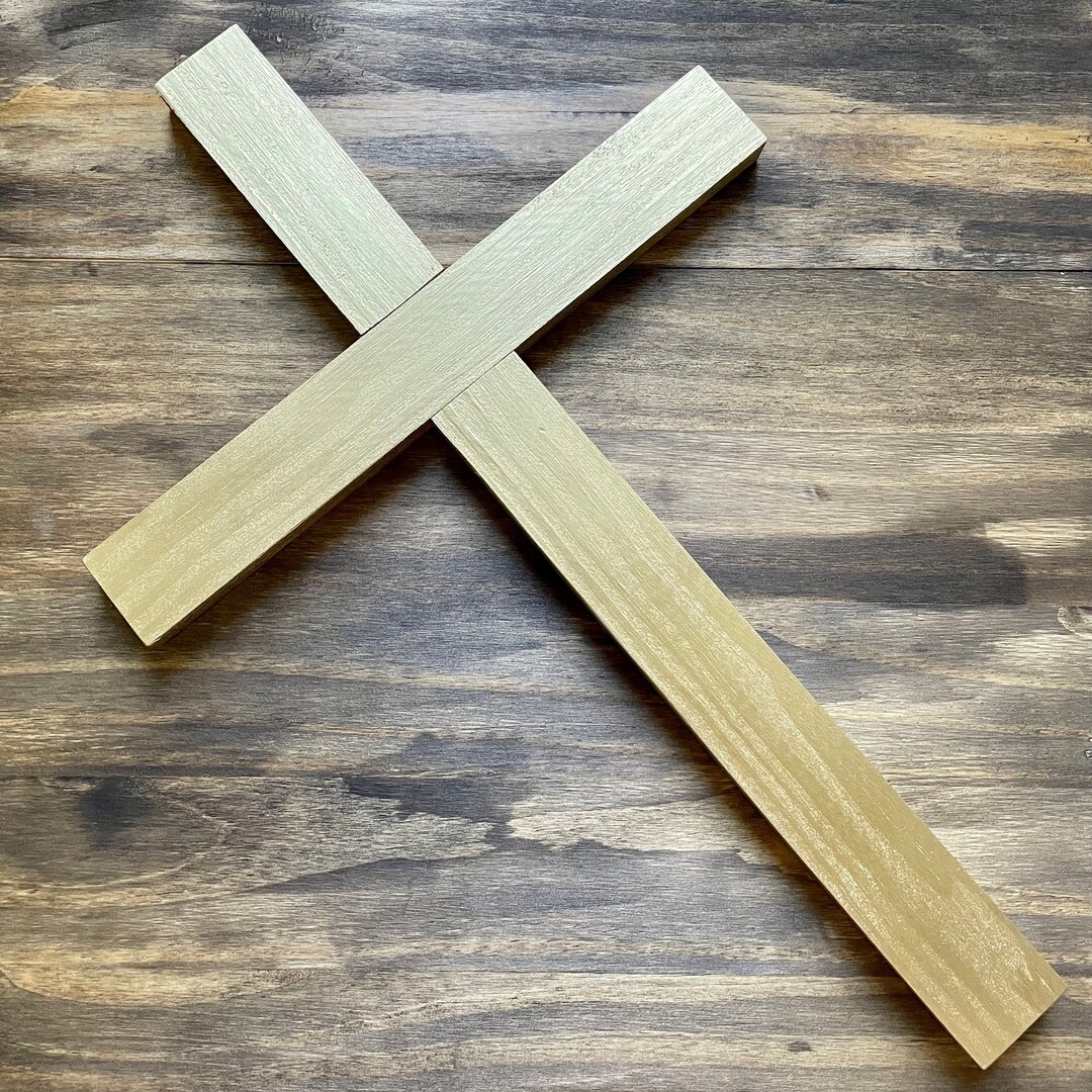 17" Plain Wall Cross Wood Metallic Gold Decor Christ Catholic Mercy ...