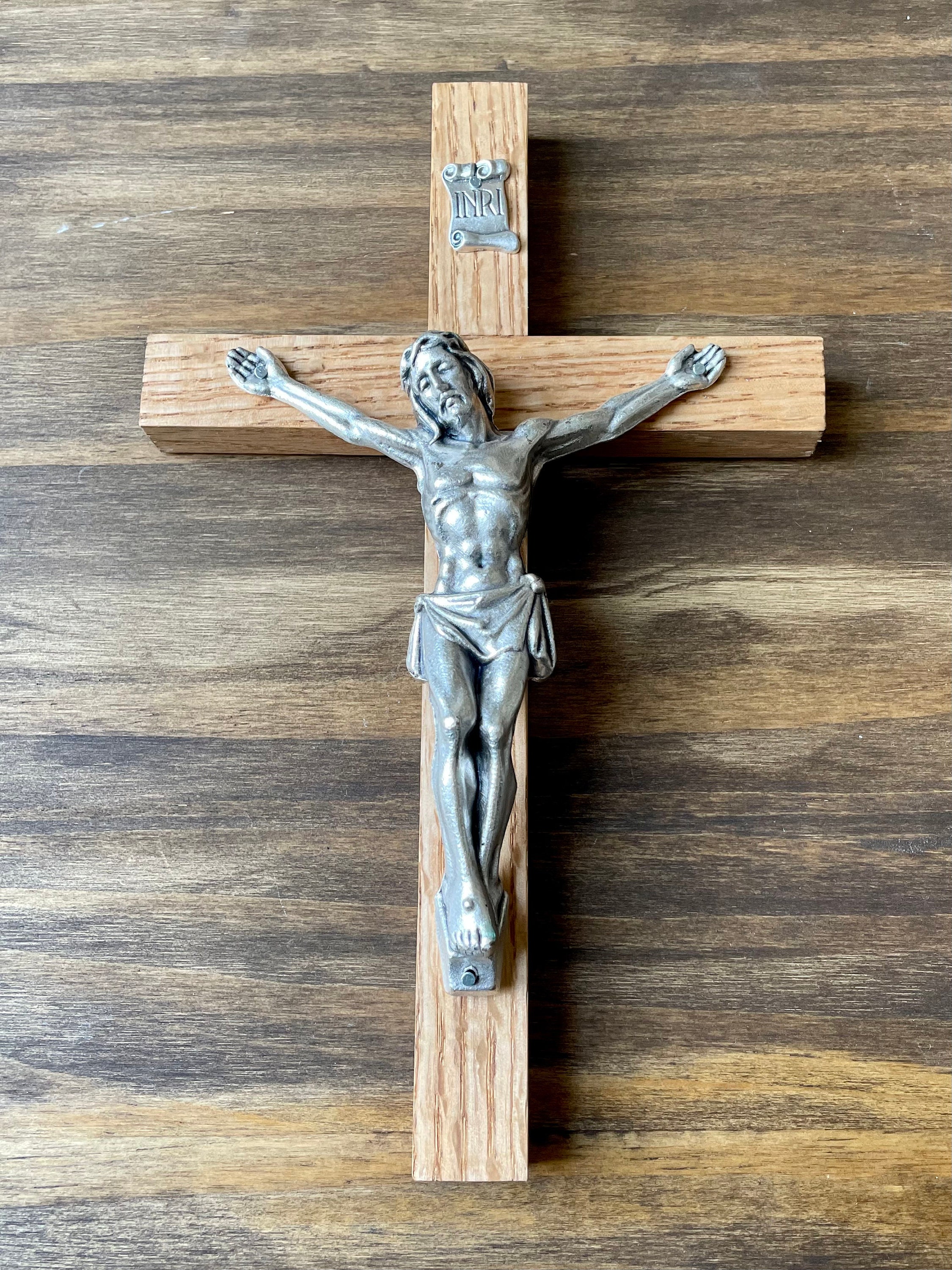 Wall Crucifix Wood Light Brown 8" Decor Detailed Christ Cross Crucifijo ...