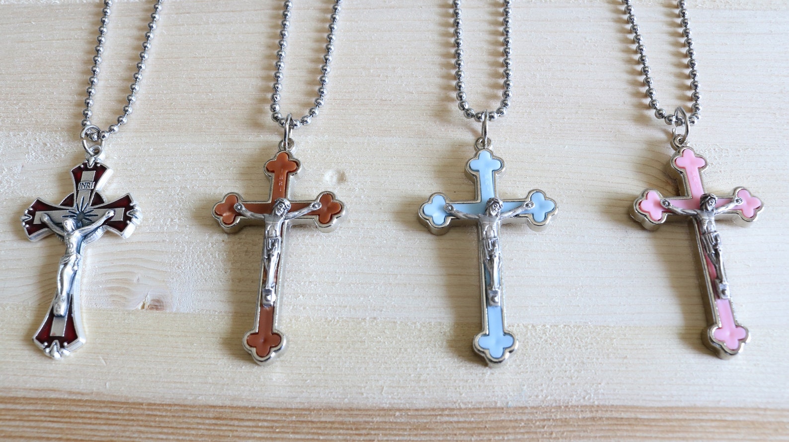 Men Necklace Crucifix With Red Enamel Pendant Stainless Steel | Etsy