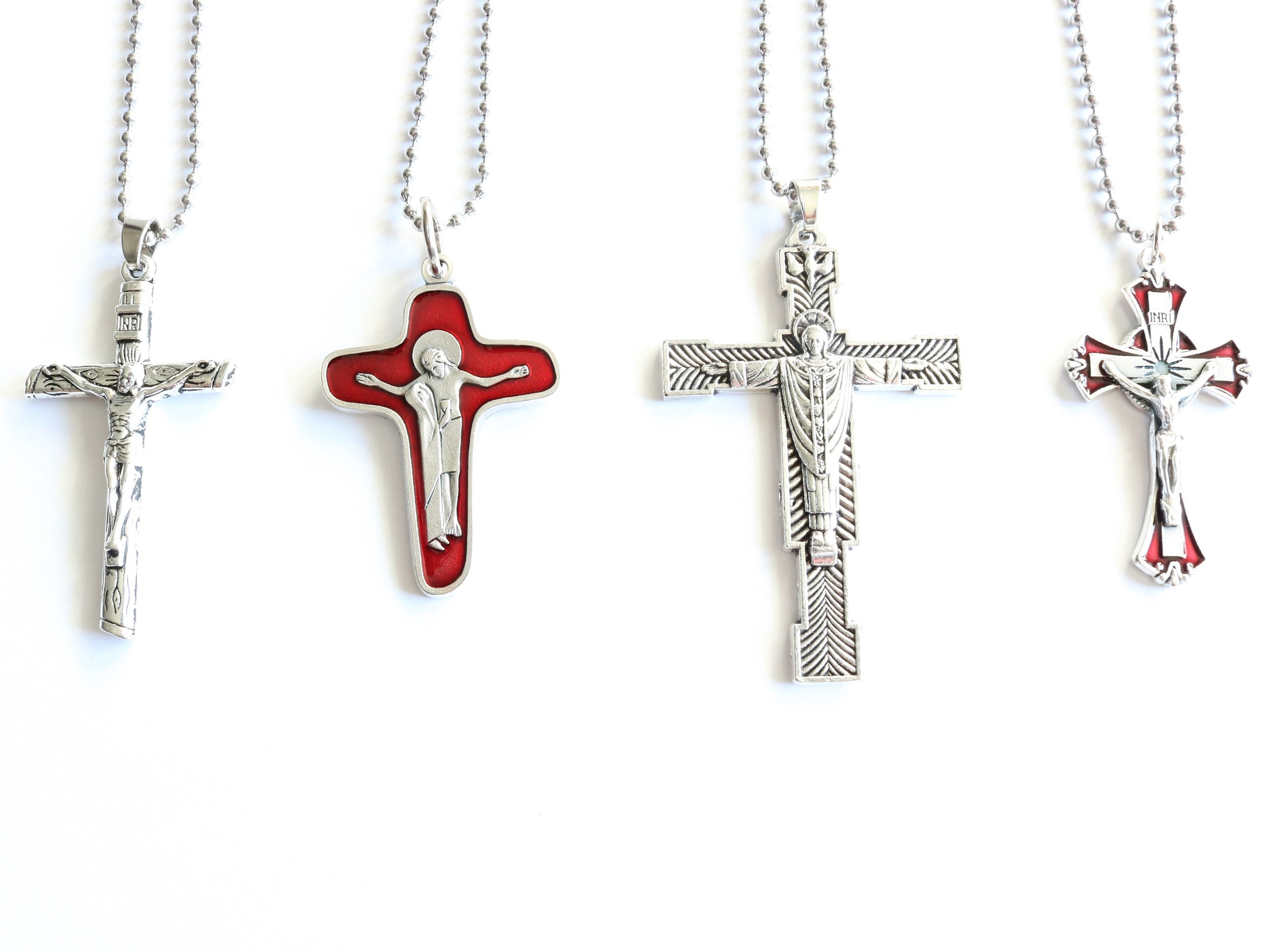 Men Necklace Large Risen Christ Crucifix Pendant Stainless - Etsy