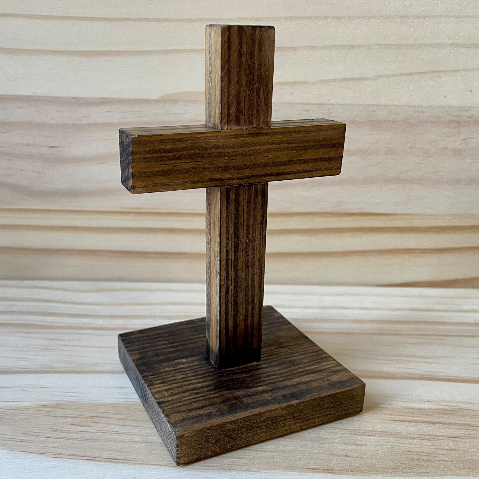 Small Standing 5 Plain Wall Cross Wood Brown Decor - Etsy