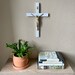 11" Wall Crucifix Wood White Metallic Gold Decor Christ Cross Crucifijo ...