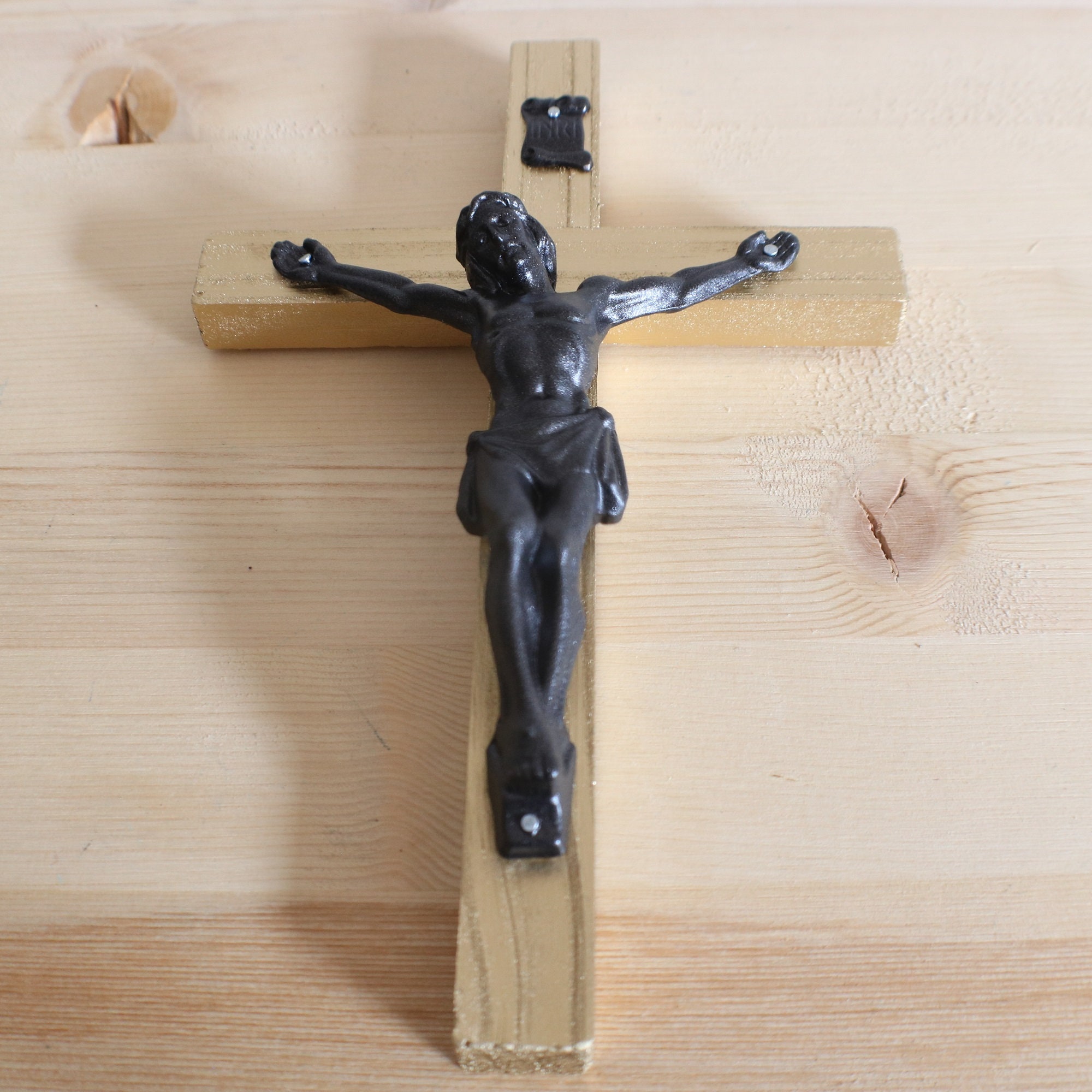 8 Wall Crucifix Wood Metallic Gold Gunmetal Decor Christ | Etsy