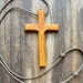 Large Brown Cross 3" Wood Light Finish Pendant Necklace Catholic Mercy ...