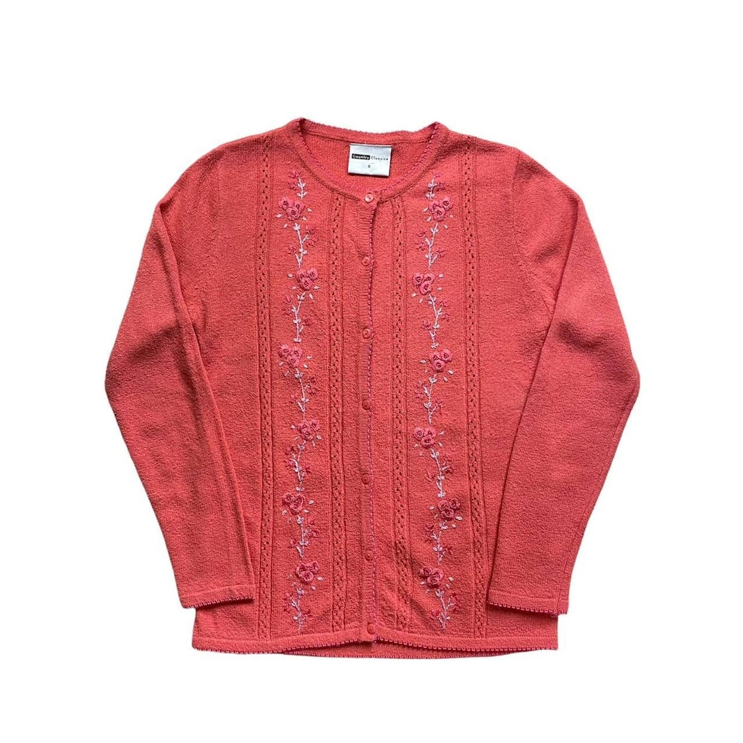 Country Classic 90s Vintage Pink Floral Embroidered Button Down ...