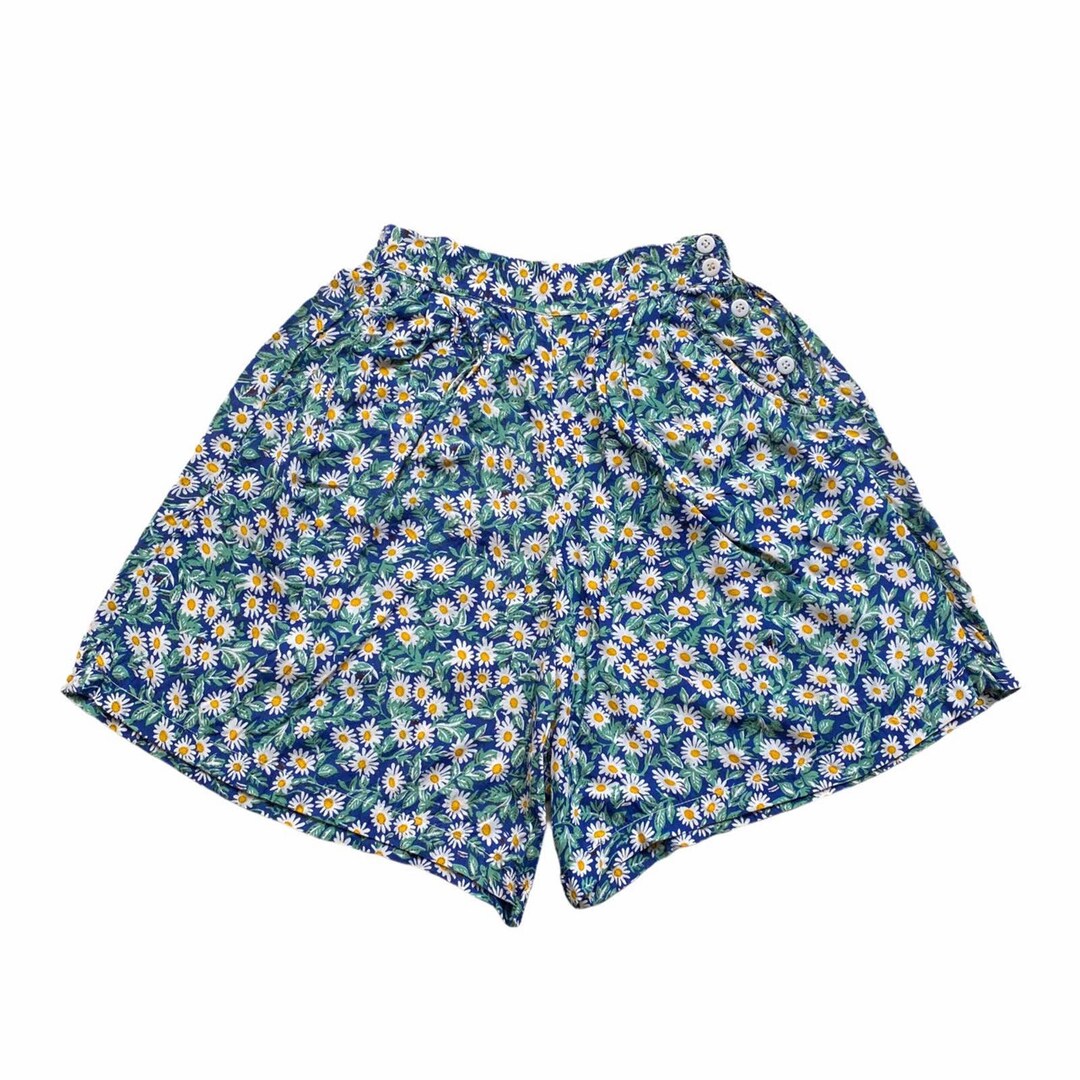Vintage 70s High Waisted Cottagecore Shorts - Cute Daisy Floral Pattern ...