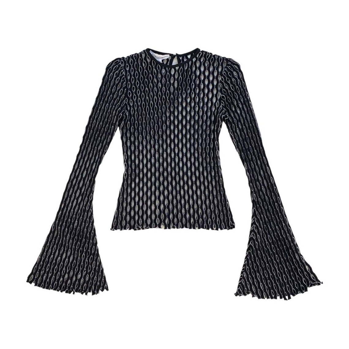 Beaufille Designer Black White Figure Hugging Cut Out Overlay Blouse ...
