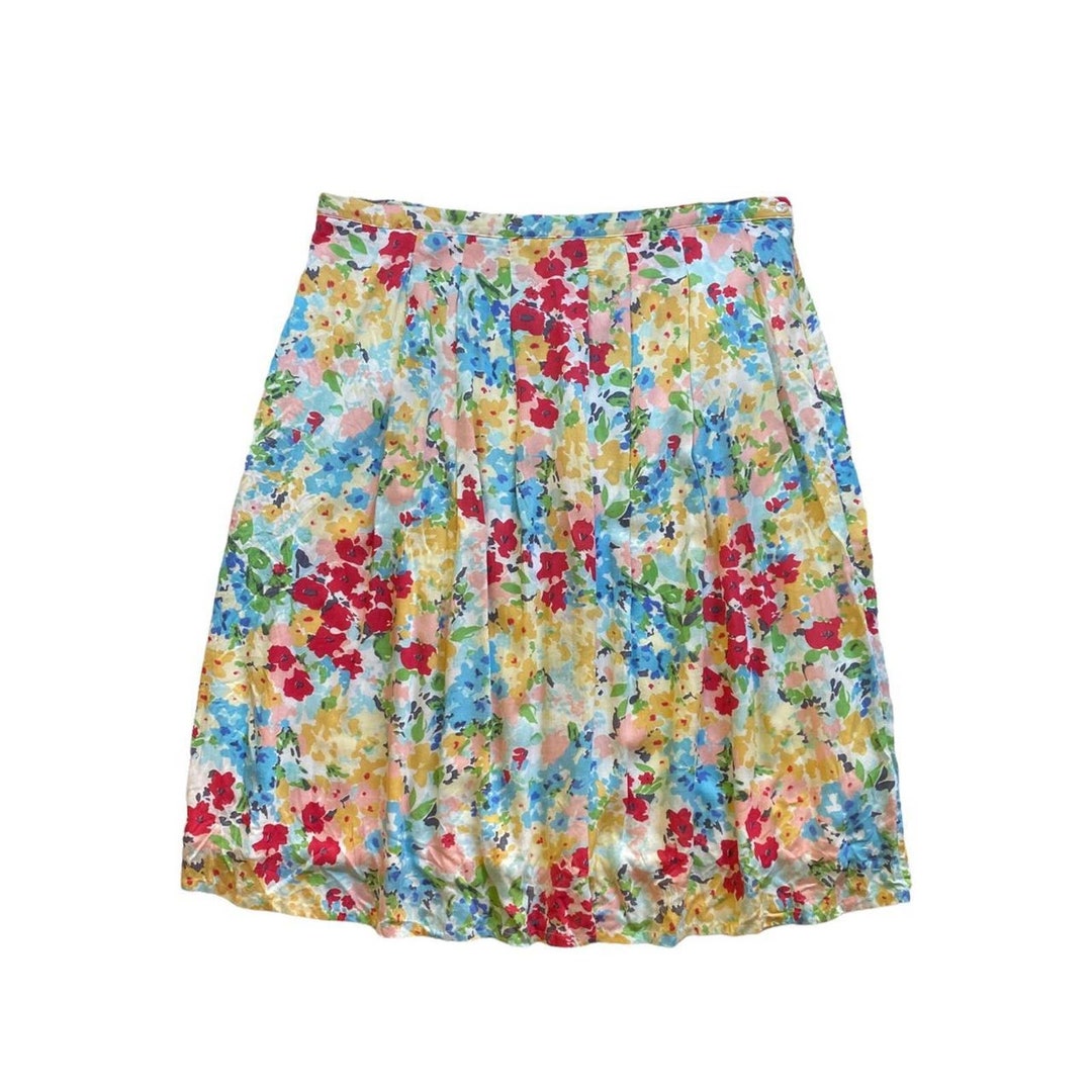 Adini Y2K Vintage Multi Abstract Floral Print Pleated A Line Skirt UK ...