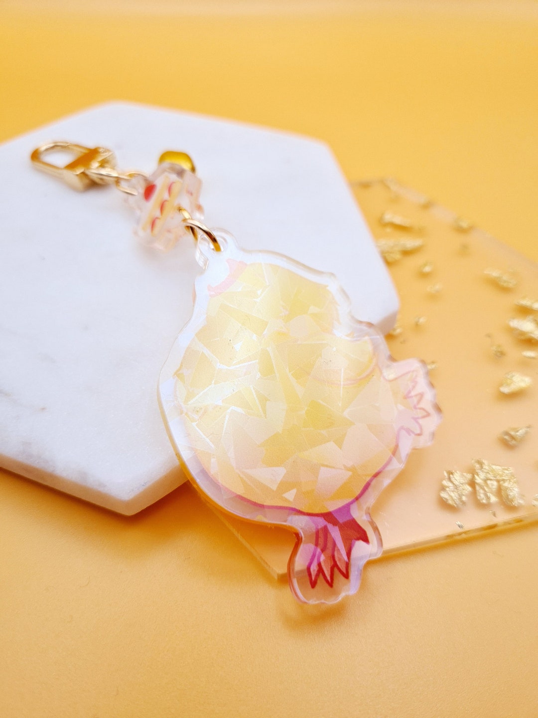 Fat Chocobo Cake Run | FFXIV Holographic Acrylic Keychain - Etsy