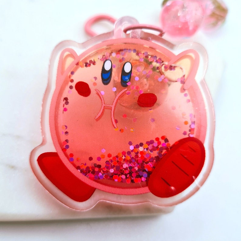 Kirby Acrylic Liquid Shaker Charm Keychain - Etsy Australia