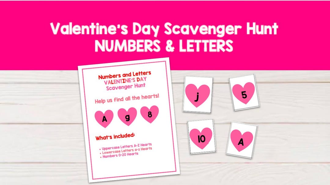 Valentine's Day Letters and Numbers Scavenger Hunt - Etsy