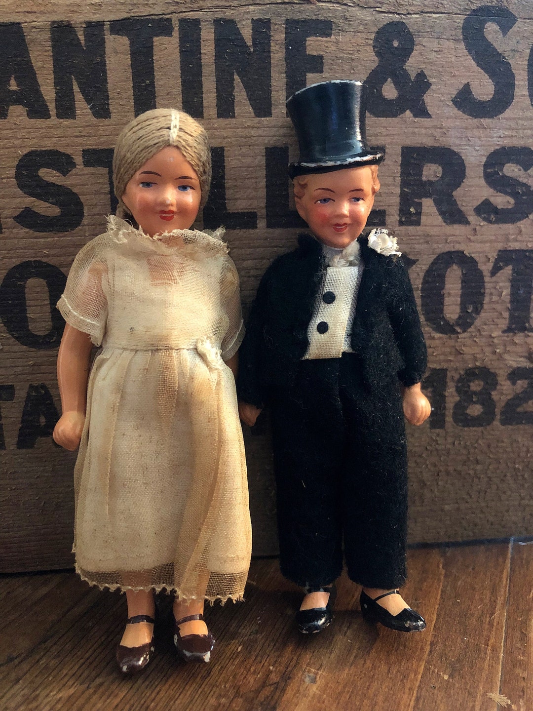 Vintage Bride and Groom Mini Articulating Dolls - Etsy