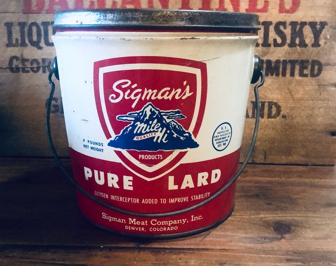 Sigman’s Mile Hi Pure Lard Advertising Litho Pail - Etsy