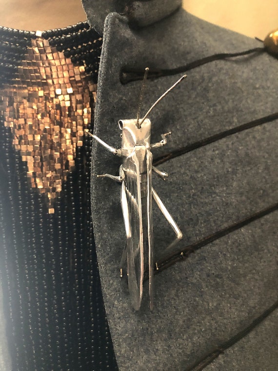 Large Oversized Grasshopper Brooch - Gem