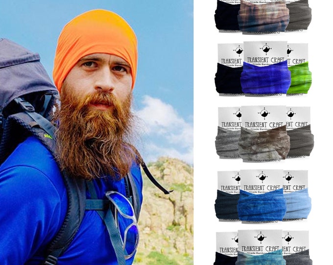 Knitted Mens Headband Guys Knit Hair Wrap Charcoal Unisex Adults Dread