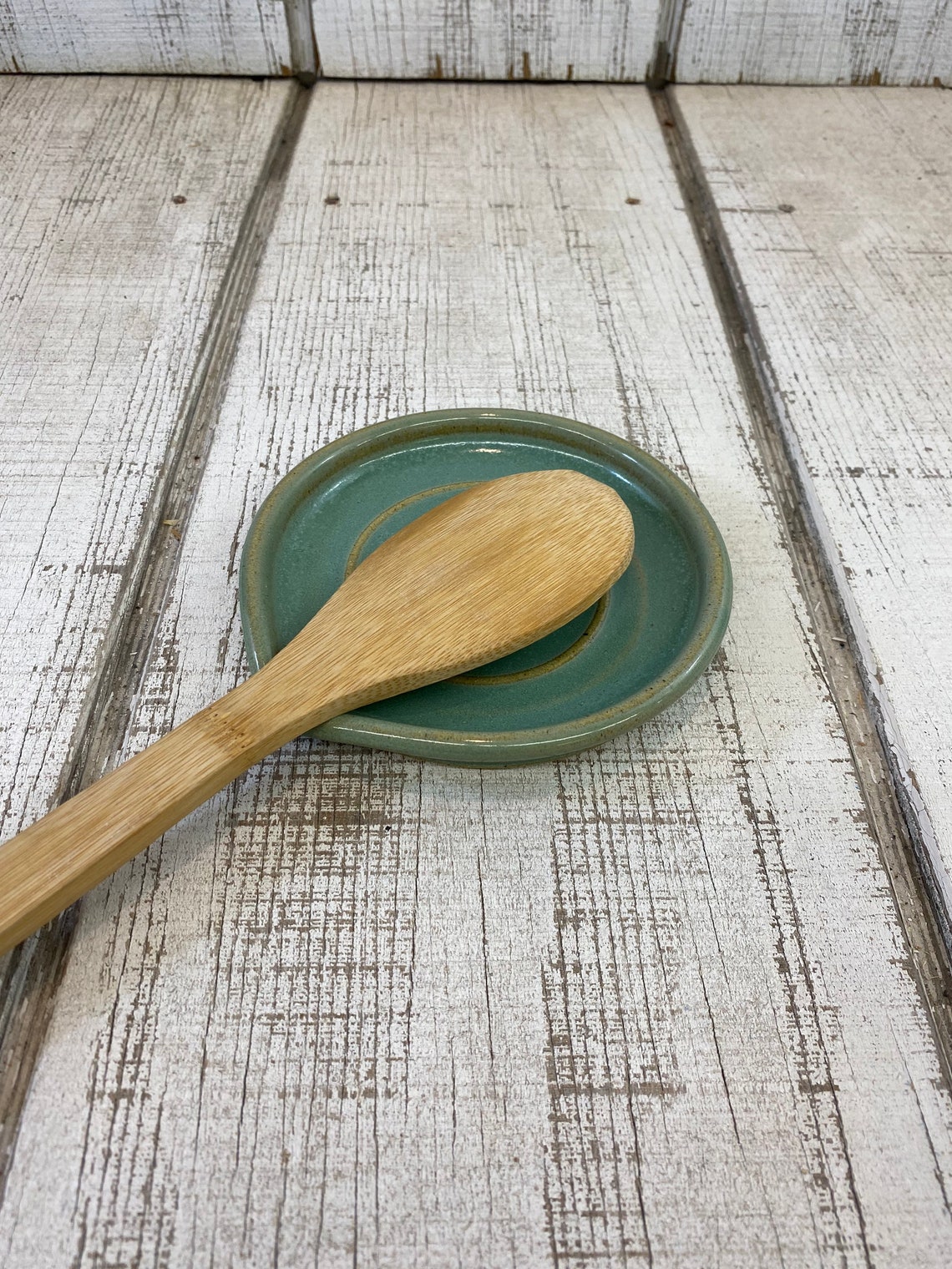 Green Handmade Pottery Spoon Rest Cooking Kitchen | Etsy