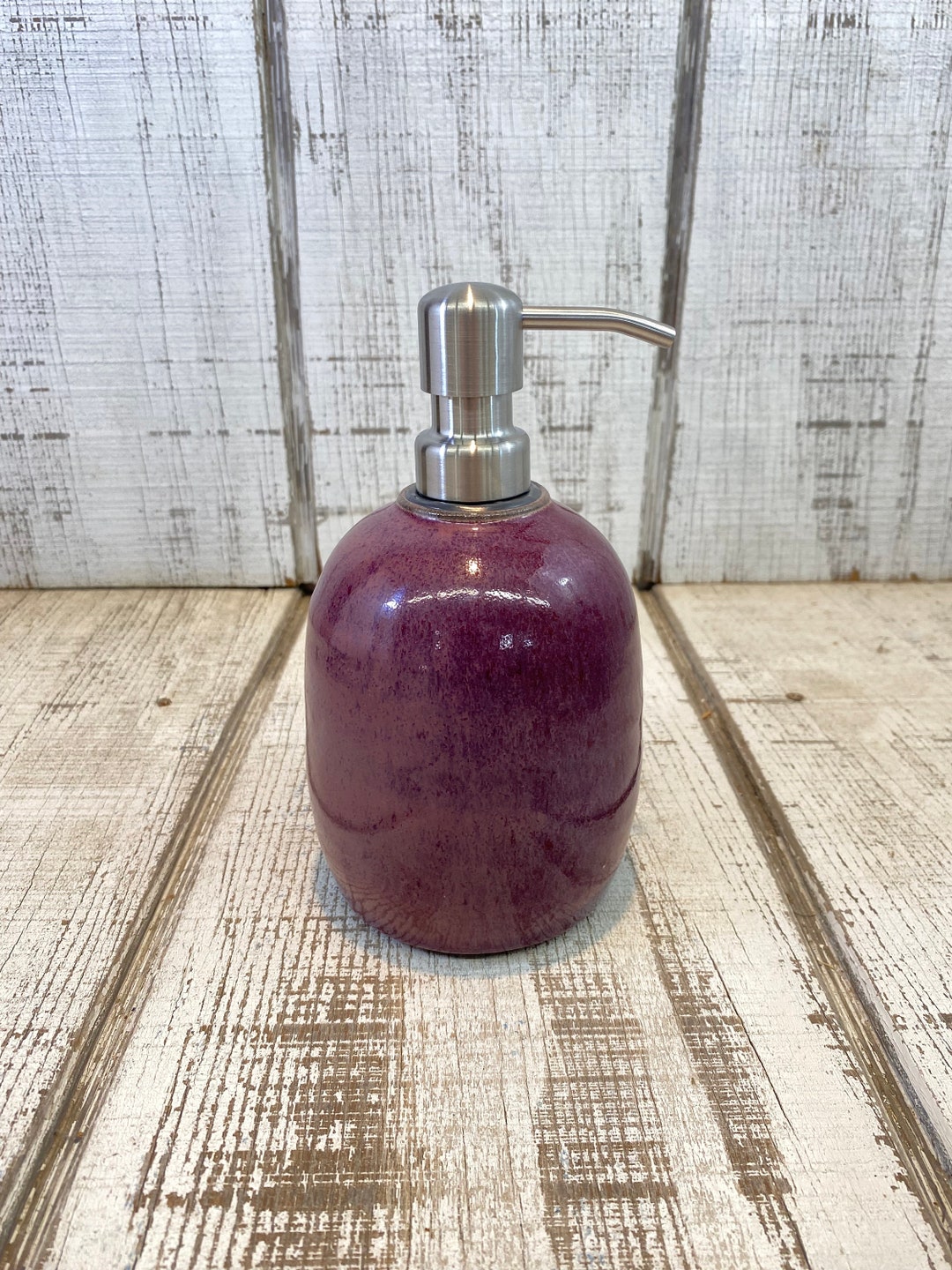 Purple Handmade Pottery Soap Pump, Stoneware, Ceramic, Lotion Dispenser ...