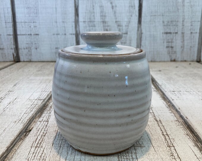 White Glazed Handmade Stoneware Pot, Lidded Pottery Jar, Ceramic ...