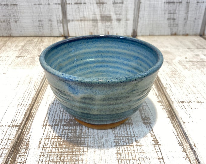 Blue Handmade Stoneware Pottery Bowl Serving Cereal - Etsy