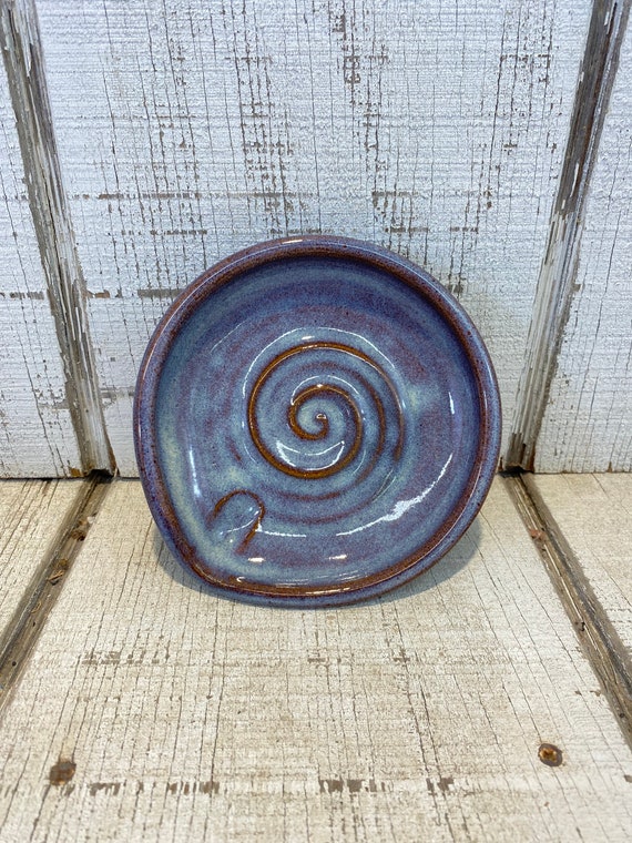 Blue Handmade Pottery Spoon Rest Cooking Kitchen - Etsy