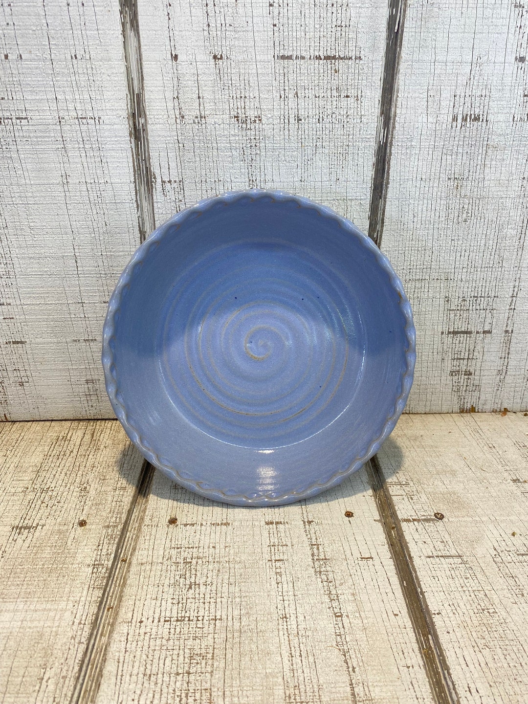 Blue Handmade Pottery Deep Dish Pie Plate, Stoneware Baking Dish ...