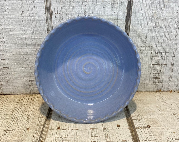 Blue Handmade Pottery Deep Dish Pie Plate, Stoneware Baking Dish ...