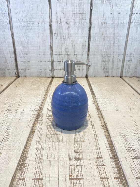 Blue Handmade Stoneware Pottery Soap Pump Lotion Hand Soap - Etsy