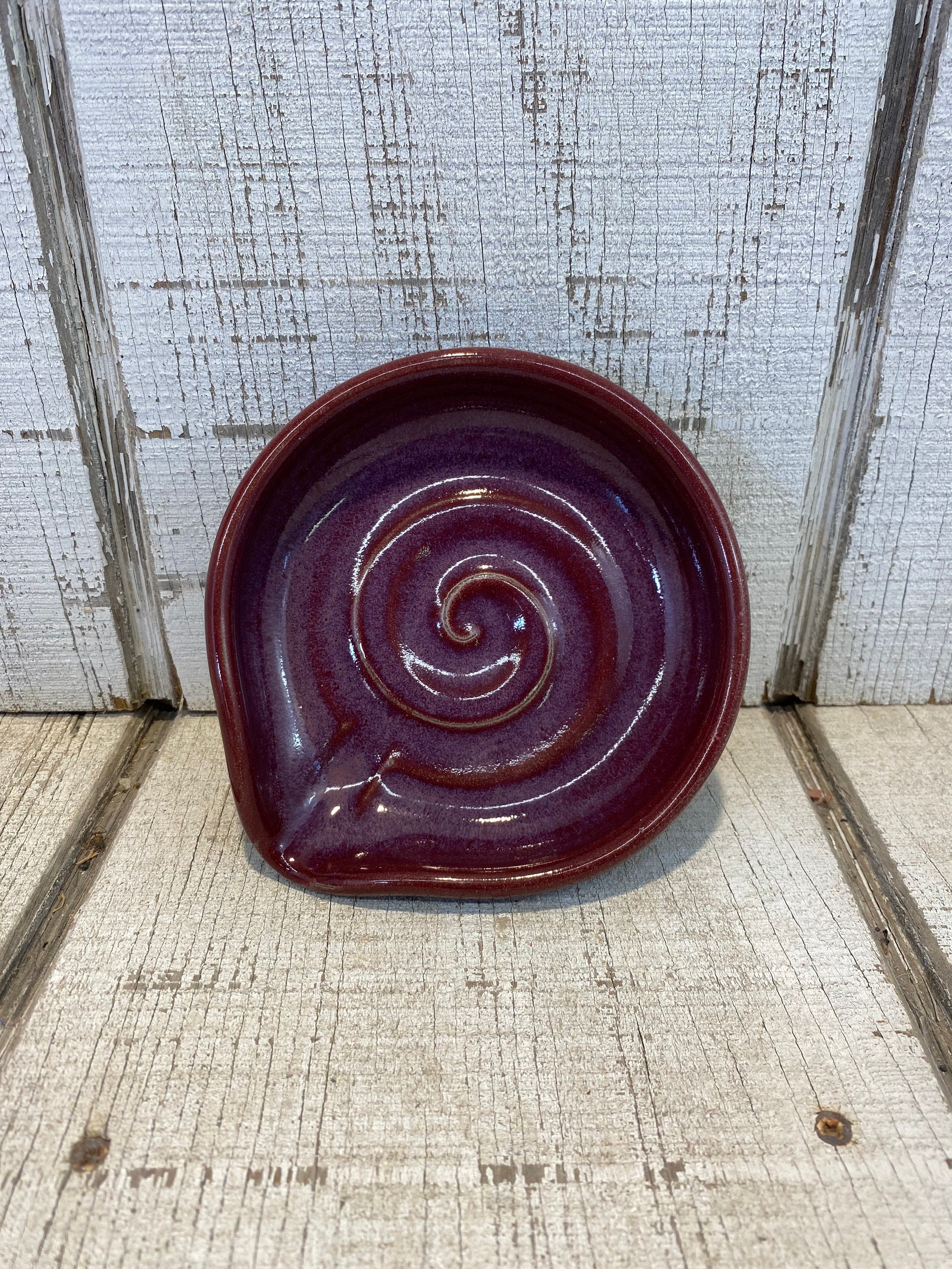 Purple Handmade Pottery Spoon Rest Cooking Kitchen | Etsy