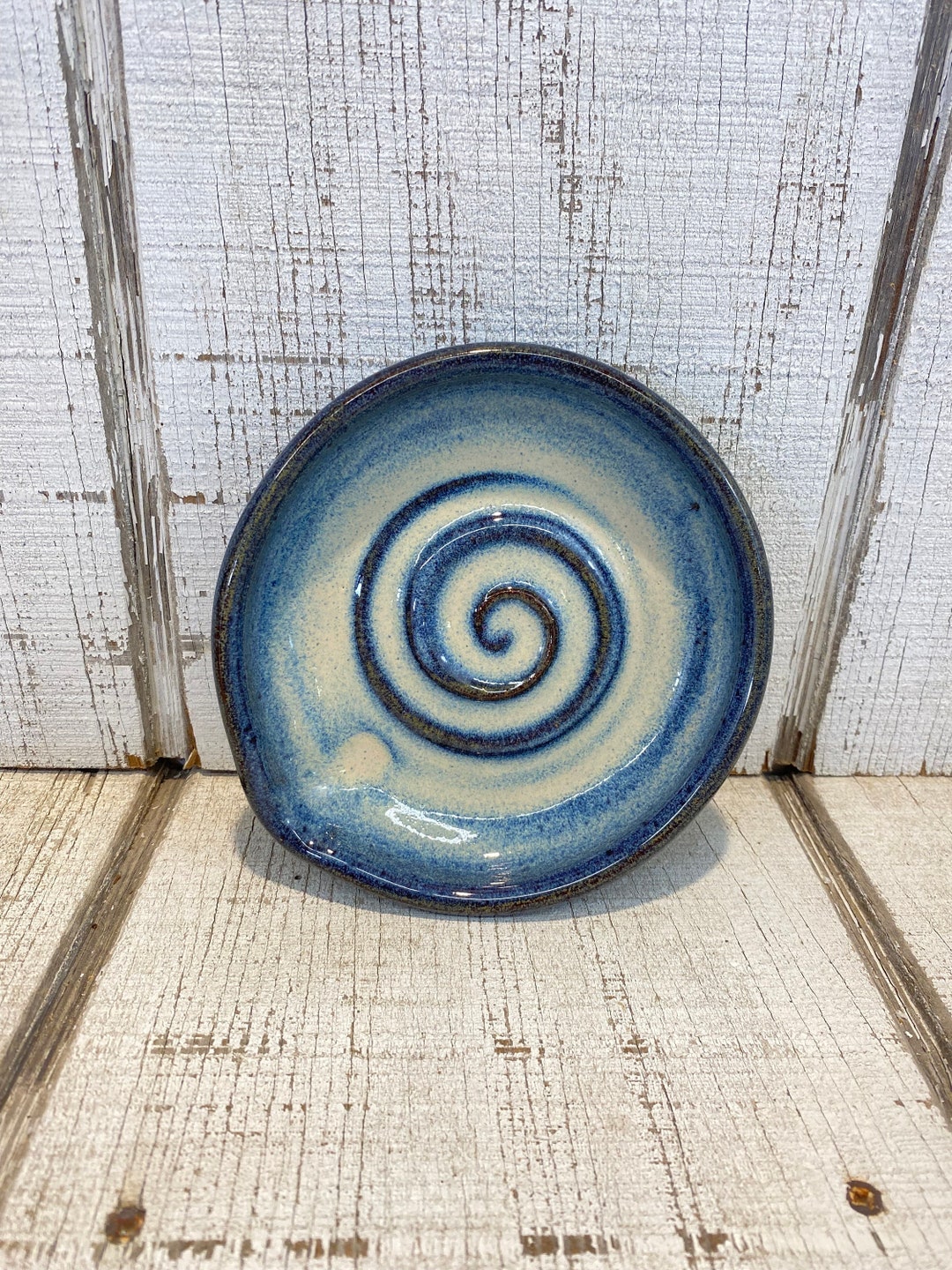 Blue Handmade Pottery Spoon Rest, Cooking, Kitchen Organization, Decor ...