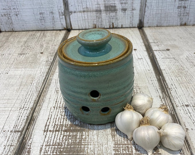 Handmade Pottery Stoneware Garlic Keeper Lidded Pottery Jar - Etsy