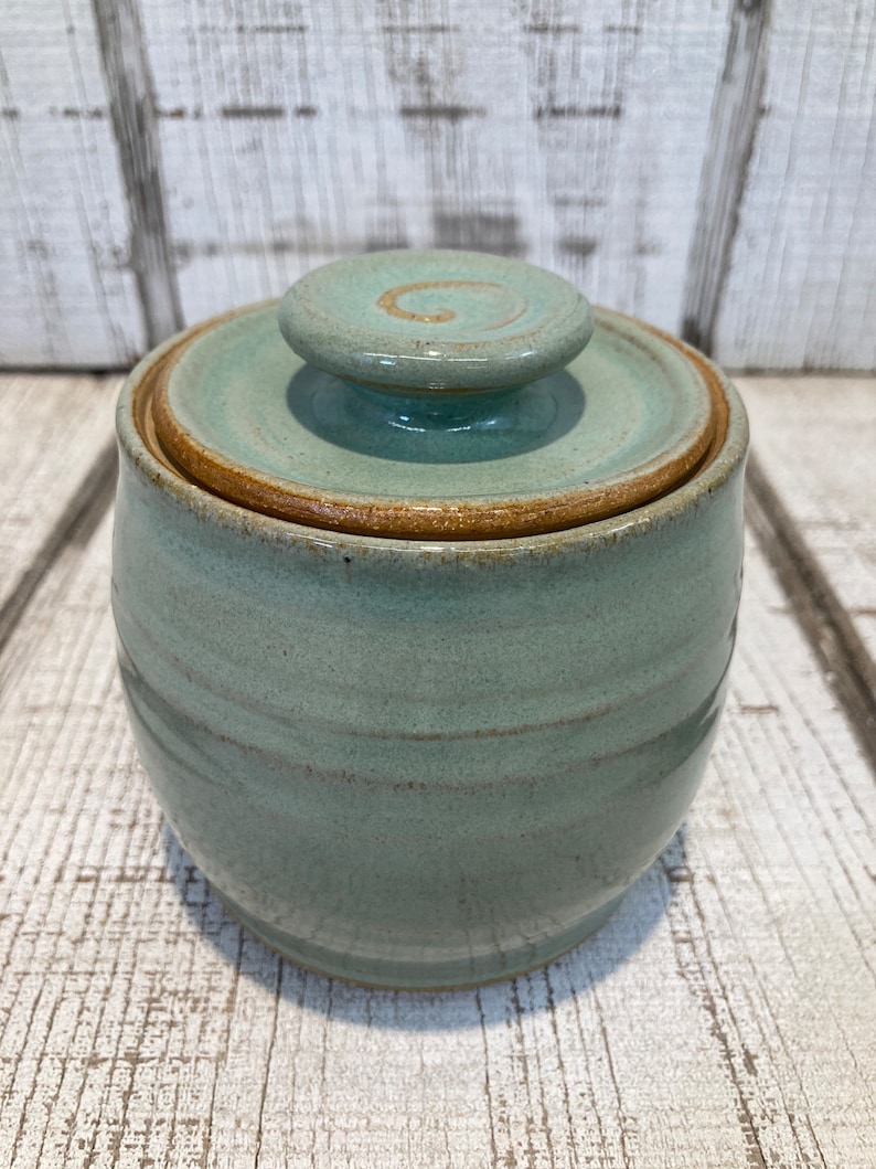Green Glazed Handmade Stoneware Pot Lidded Pottery Jar - Etsy