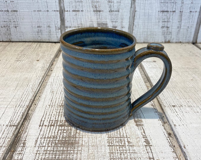 Large Blue Handmade Pottery Mug Coffee Hot Chocolate Beer - Etsy