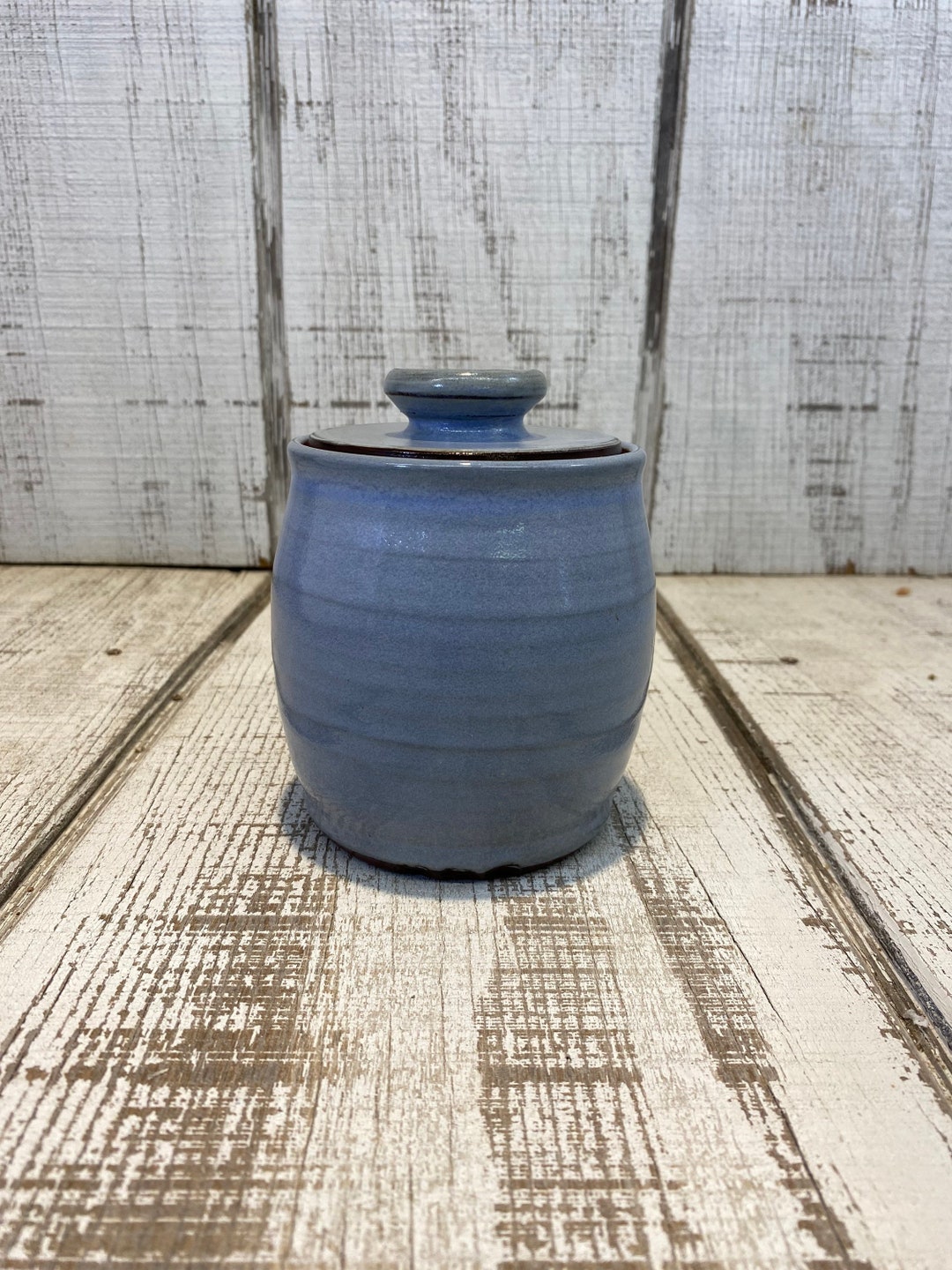 Blue Glazed Handmade Stoneware Pot Lidded Pottery Jar - Etsy