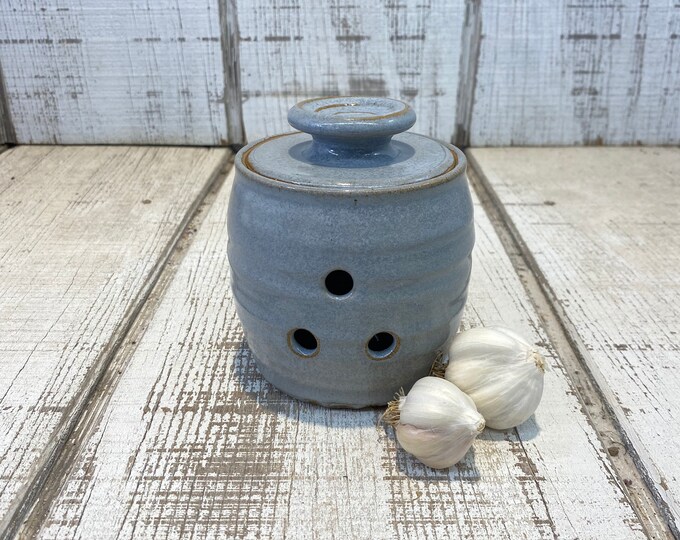Grey Glazed Handmade Stoneware Garlic Keeper Lidded Pottery - Etsy