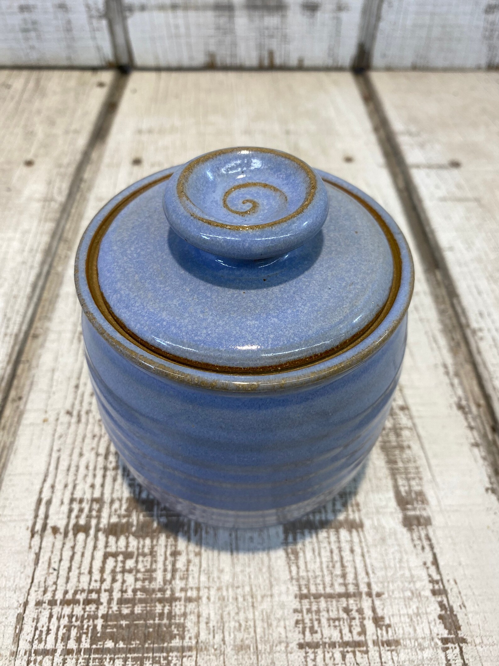 Blue Glazed Handmade Stoneware Pot Lidded Pottery Jar - Etsy