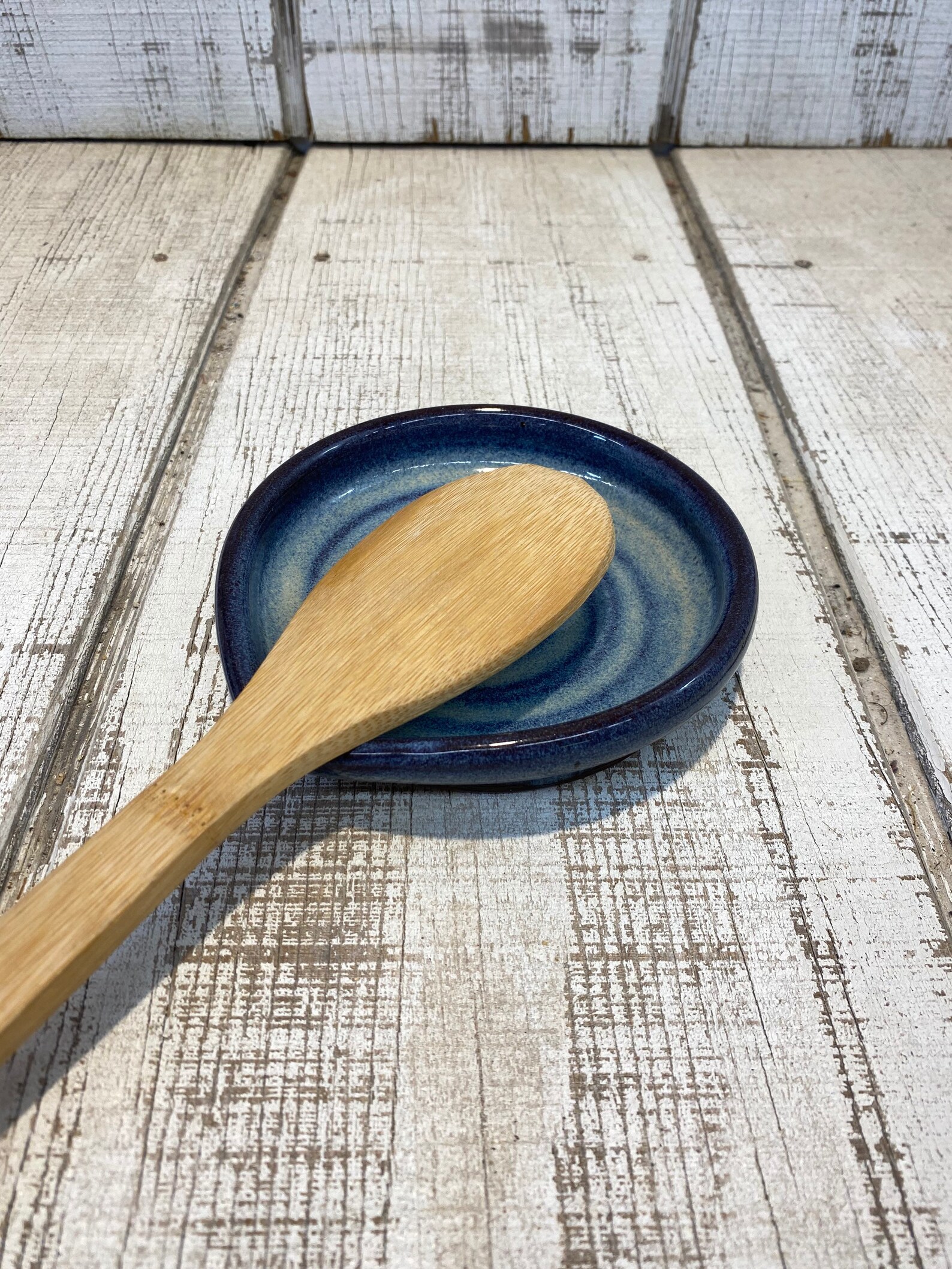 Blue Handmade Pottery Spoon Rest Cooking Kitchen - Etsy