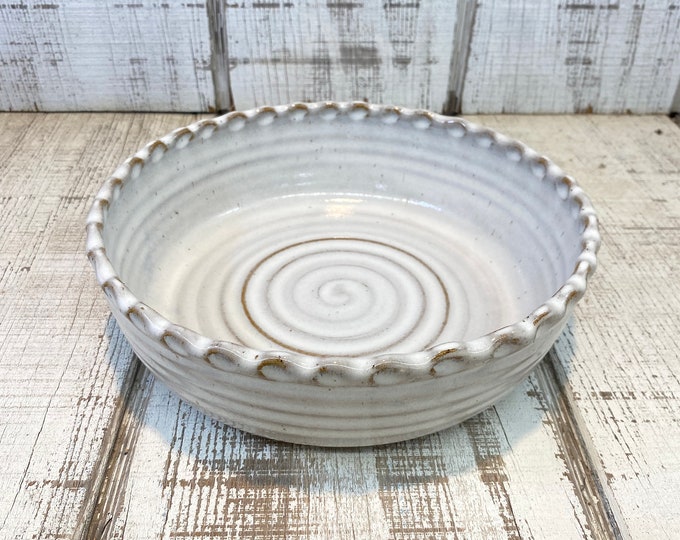 White Handmade Pottery Pie Plate, Stoneware Baking Dish, Ceramic Pie ...