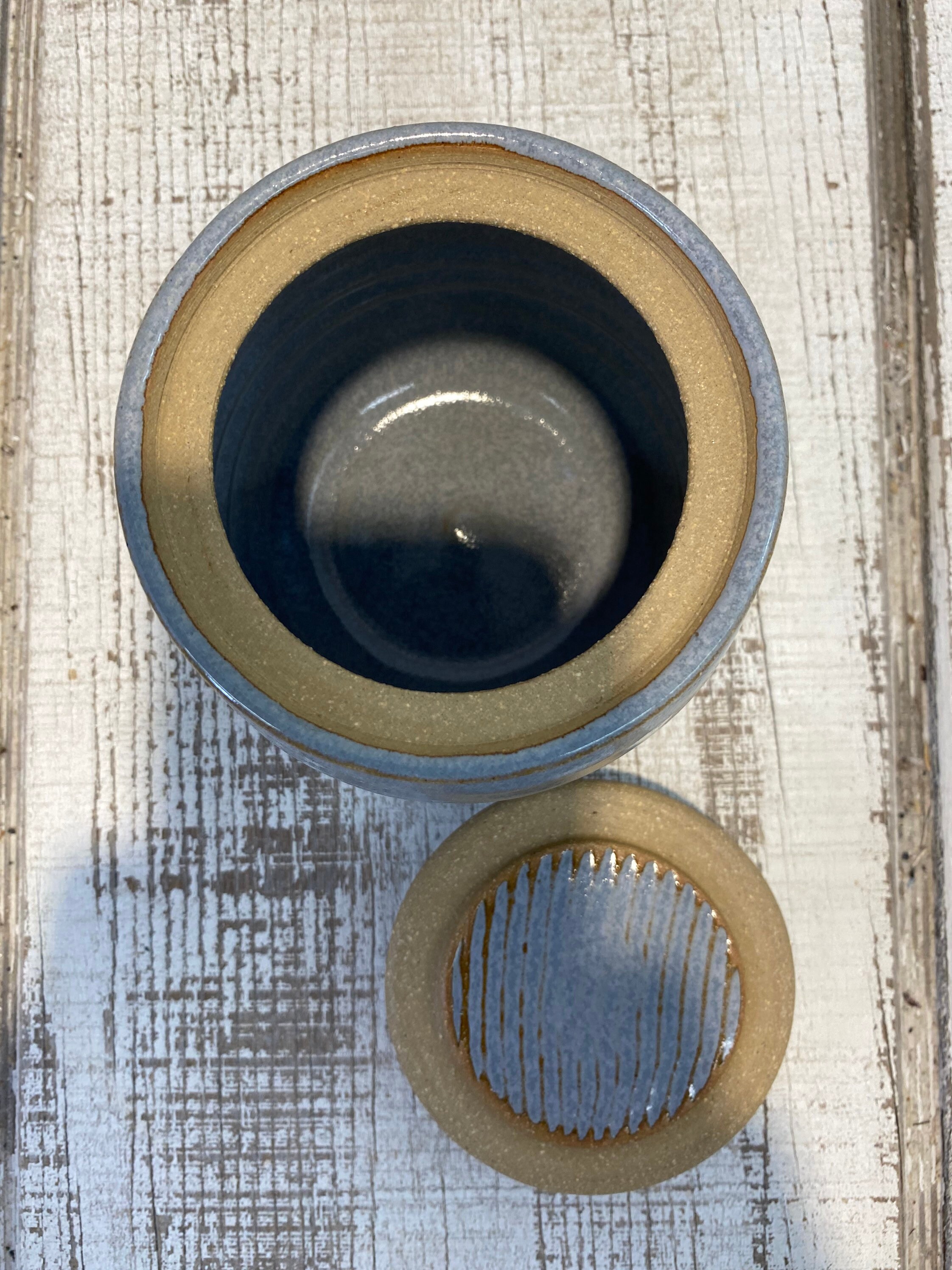 Gray Glazed Handmade Stoneware Pot Lidded Pottery Jar | Etsy