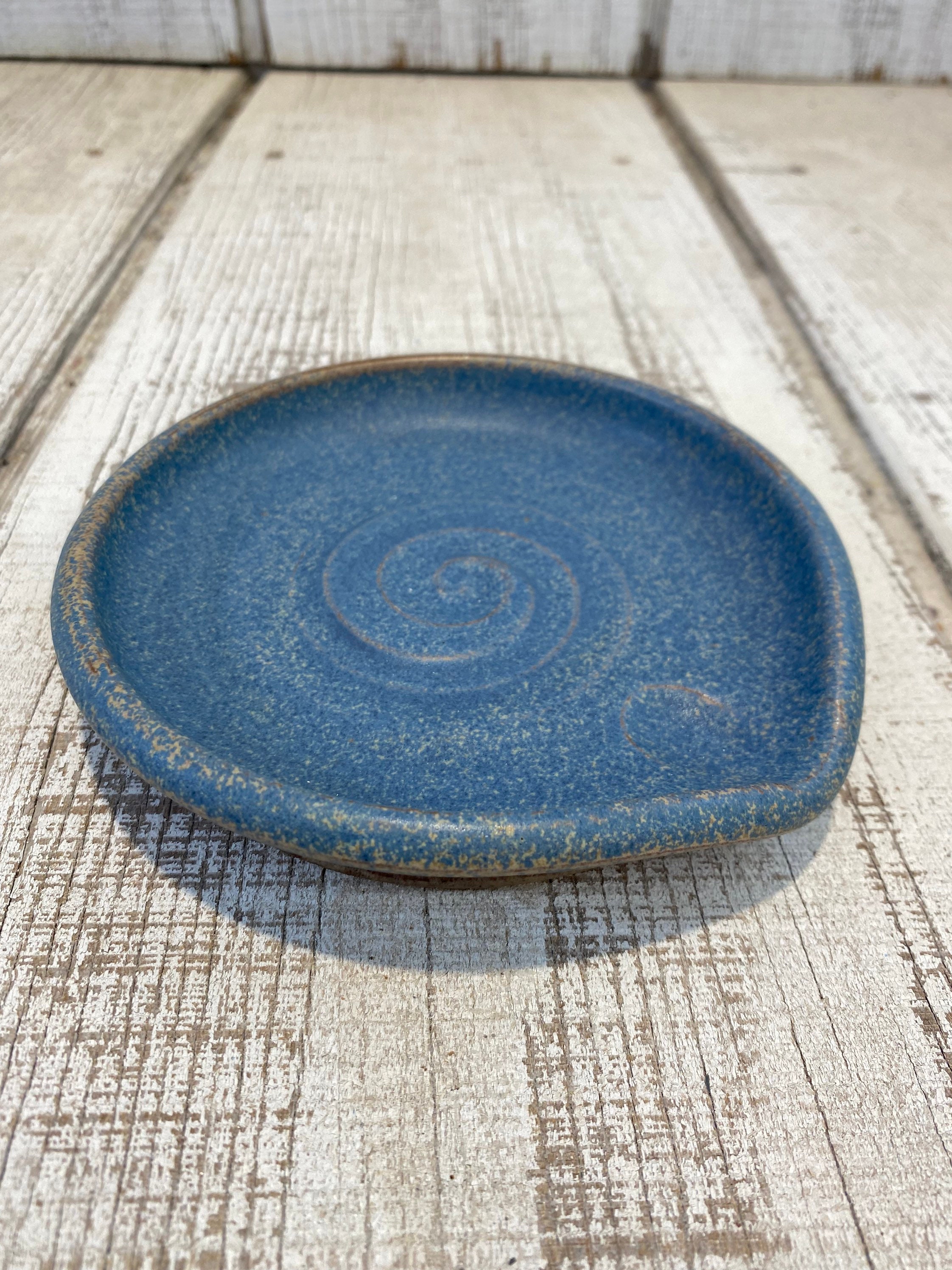 Blue Handmade Pottery Spoon Rest, Cooking, Kitchen Organization, Decor ...