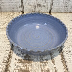 Blue Handmade Pottery Deep Dish Pie Plate, Stoneware Baking Dish ...