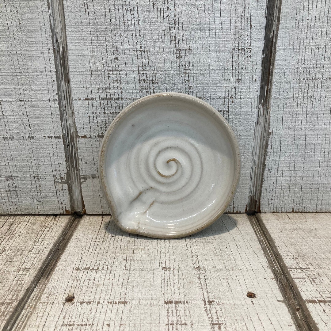 White Handmade Pottery Spoon Rest Cooking Kitchen - Etsy