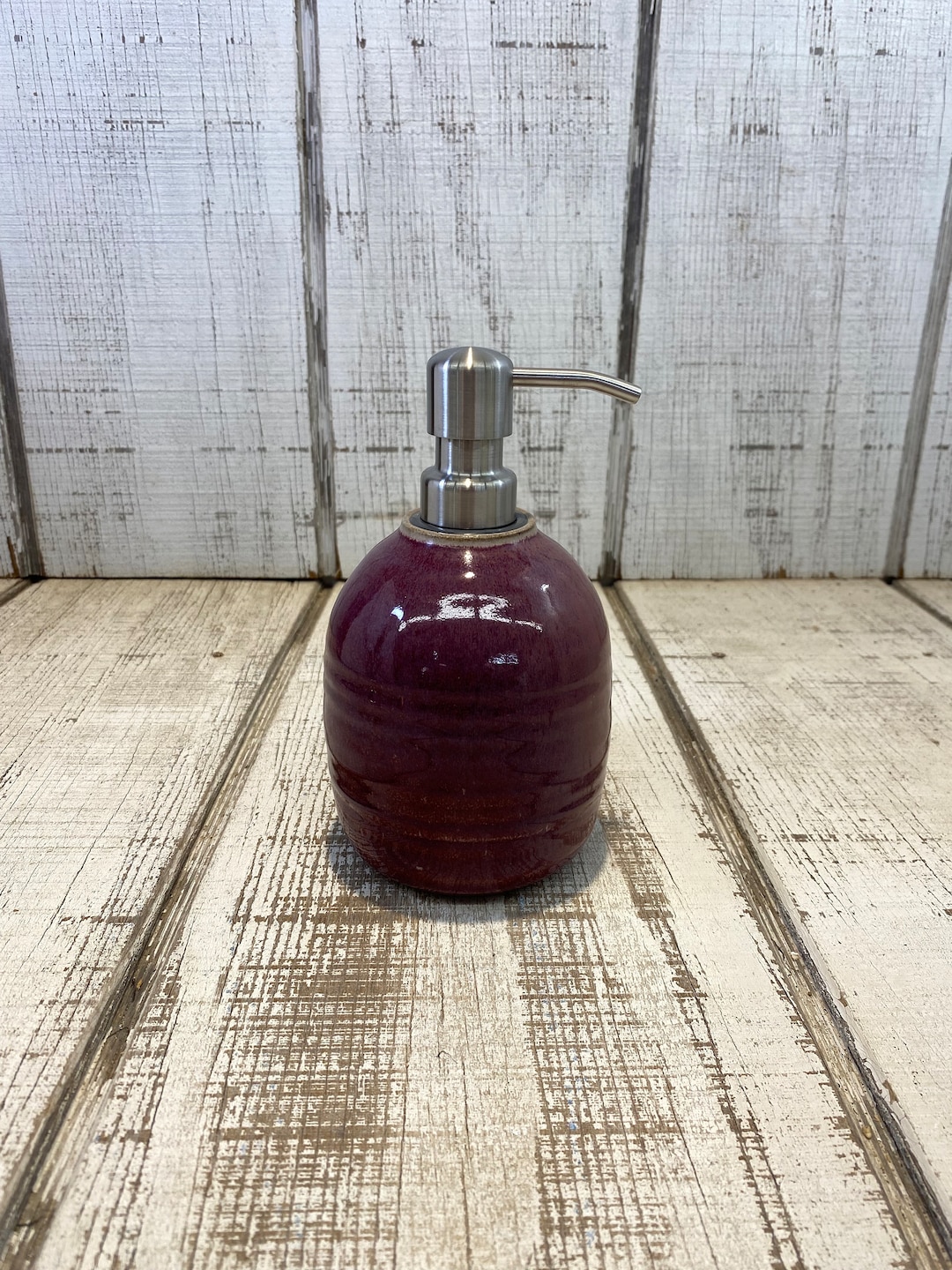 Purple Handmade Pottery Soap Pump, Stoneware, Ceramic, Lotion Dispenser ...