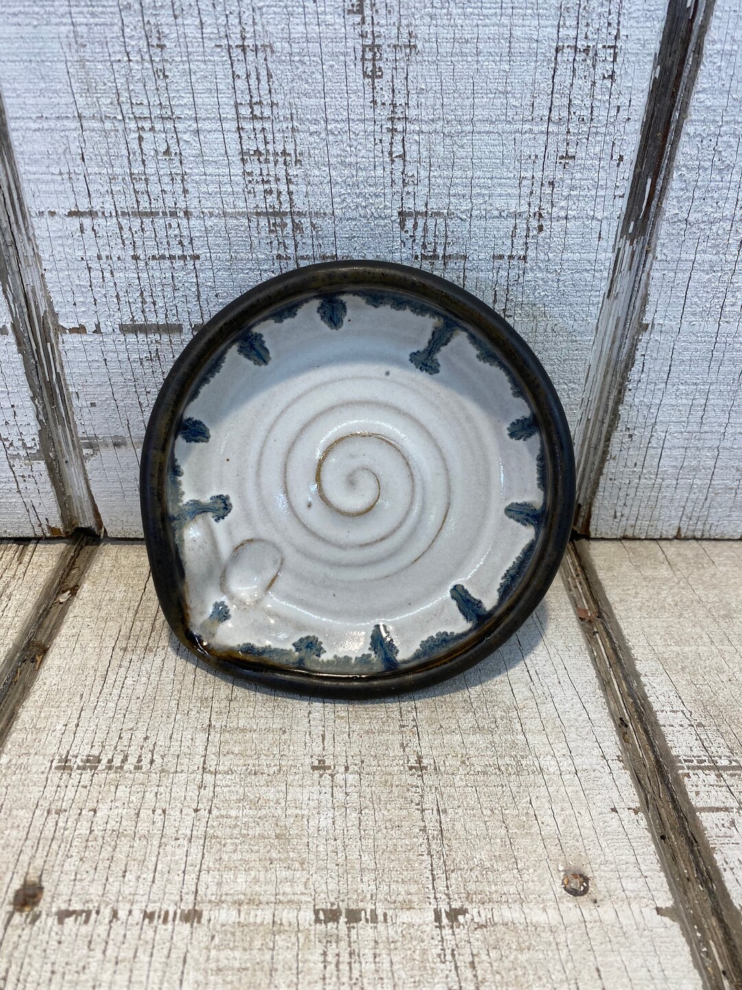 Black Handmade Pottery Spoon Rest Cooking Kitchen - Etsy