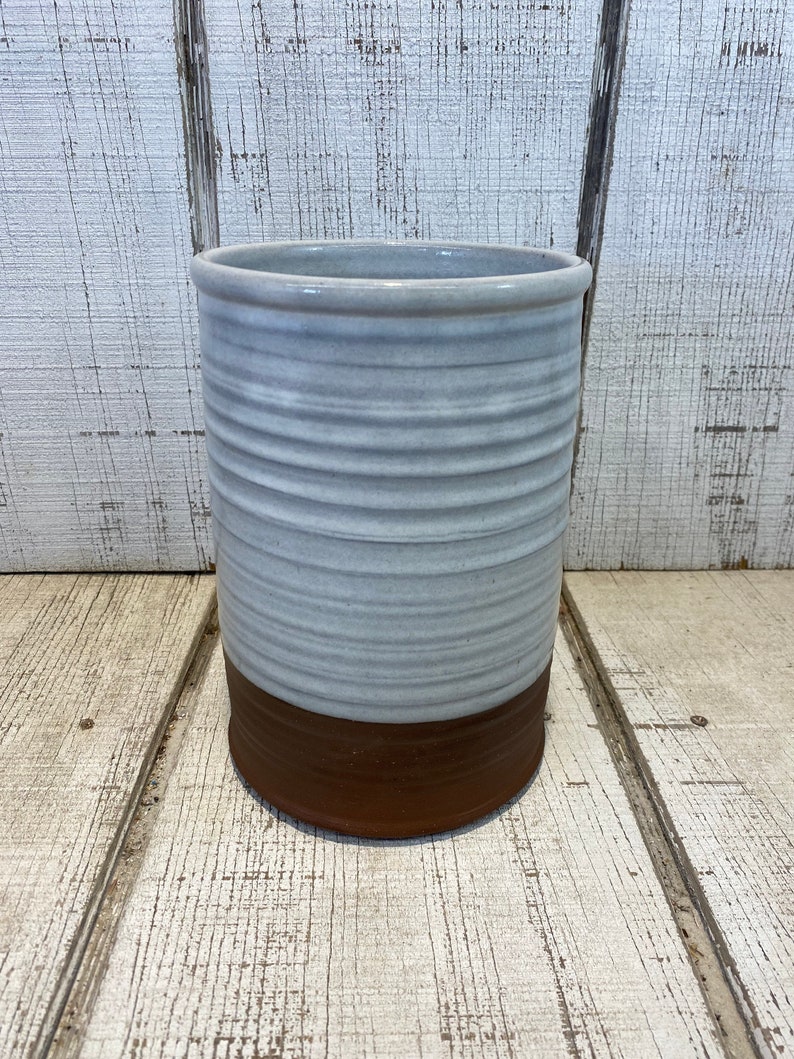 White Handmade Pottery Large Utensil Holder Stoneware Vase - Etsy